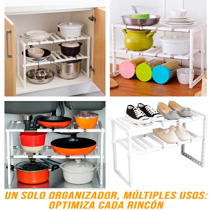 SpaceMax™ Organizador Doble Repisa y Adaptable – MIDARO